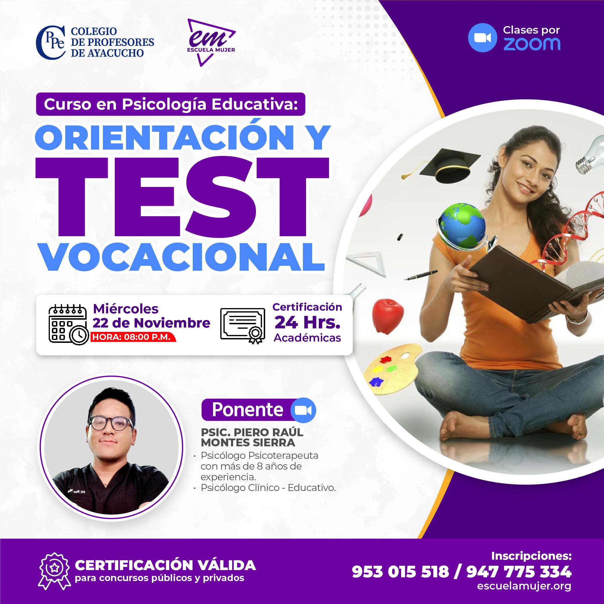 Escuela mujer - Curso en Psicología Educativa: ORIENTACIÓN Y TEST ...