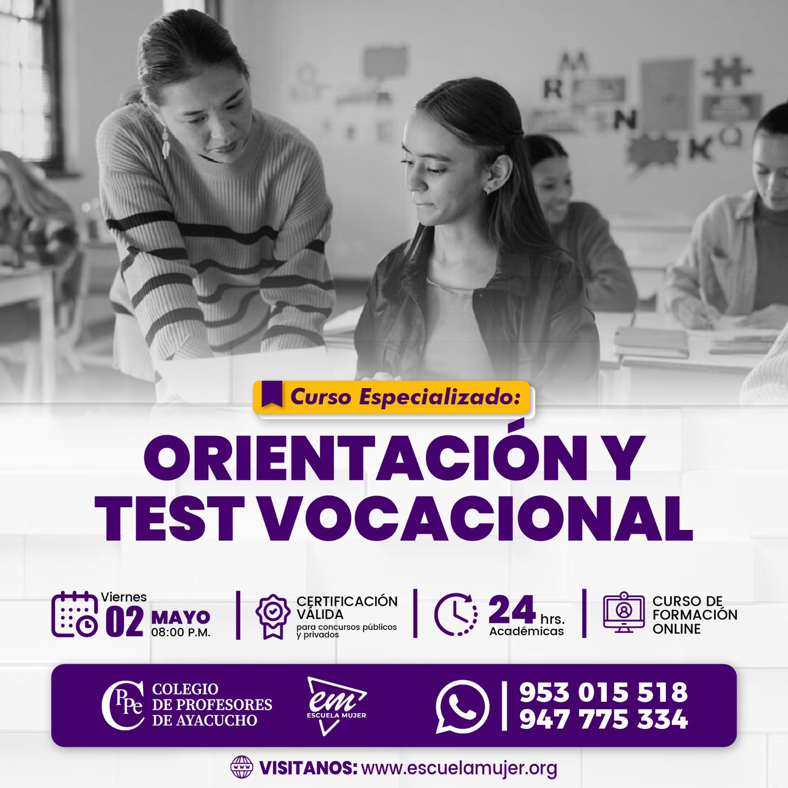 Escuela mujer - Curso Especializado: ORIENTACIÓN Y TEST VOCACIONAL